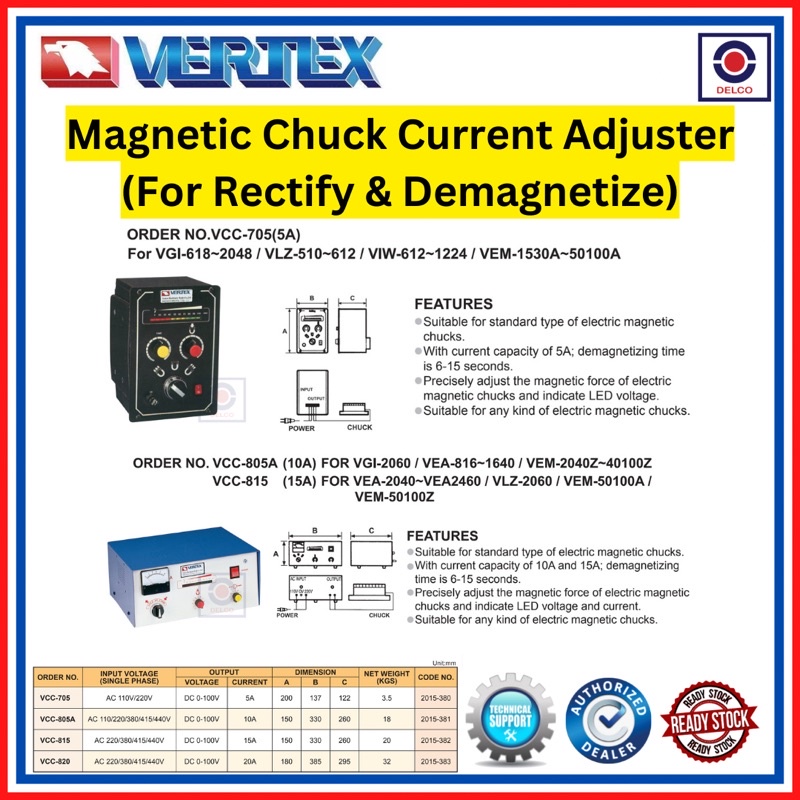 VERTEX TAIWAN VCC-705 VCC-805A Magnetic Chuck current adjusted rectify ...