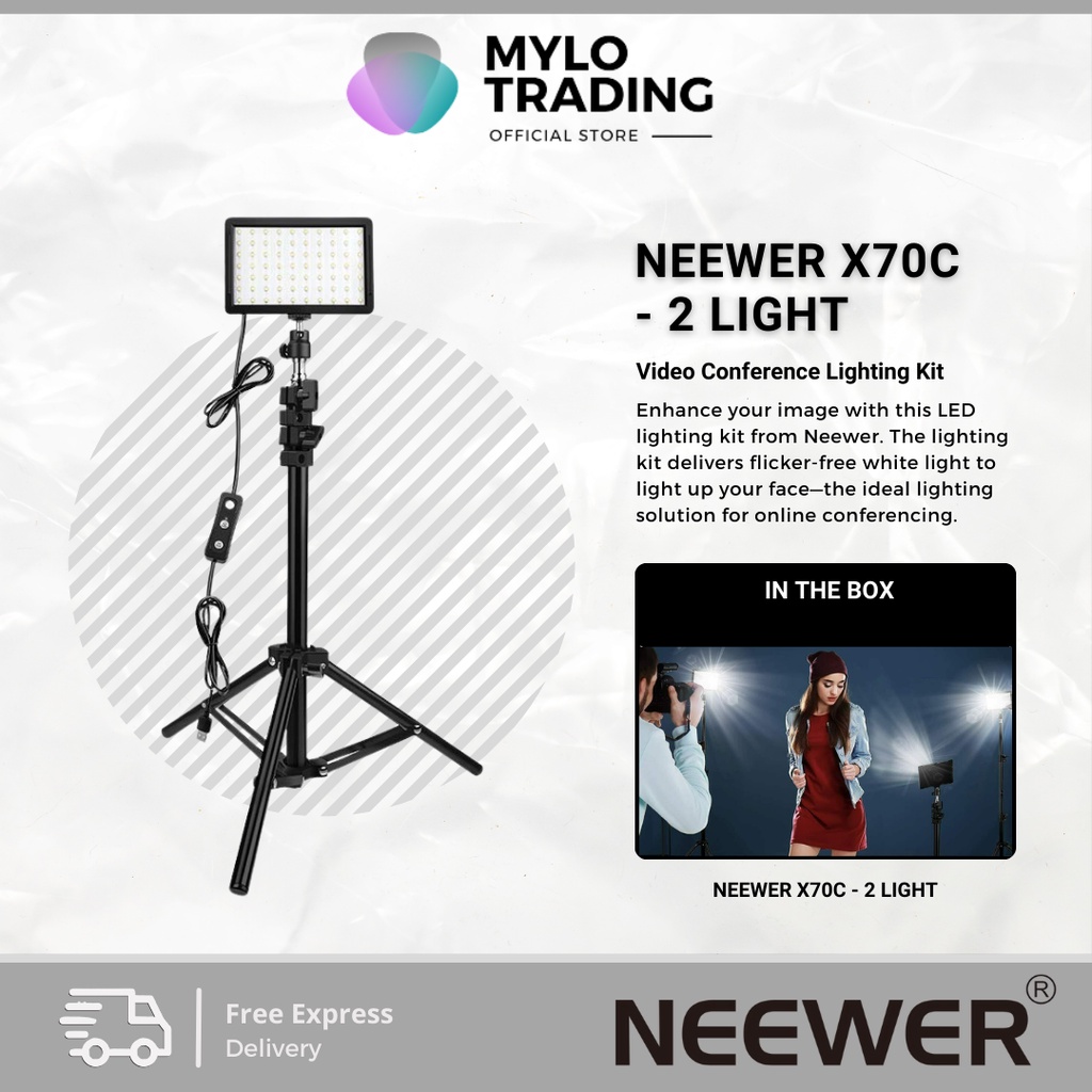 Neewer Dimmable 5600K USB LED Video Light 2-Pack with Adjustable Tripod ...
