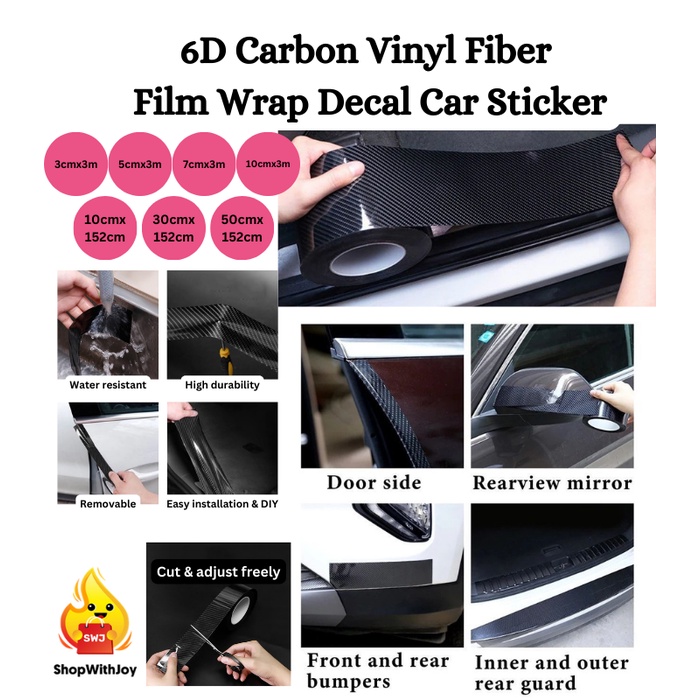 【ShopWithJoy】6D Carbon Fiber Sticker Carbon Vinyl Sticker Film Wrap ...