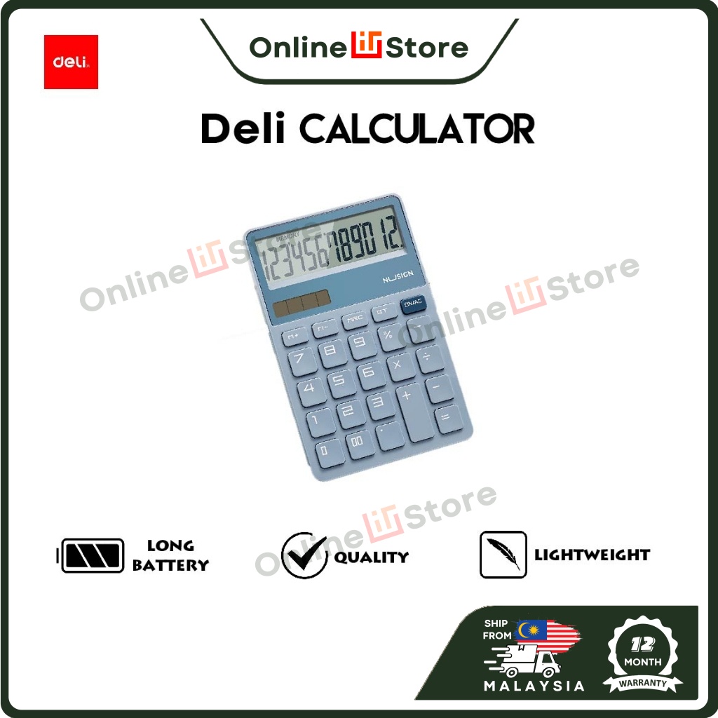 DELI NS042 Desktop 12 Digit Mini Calculator Office Portable Student ...