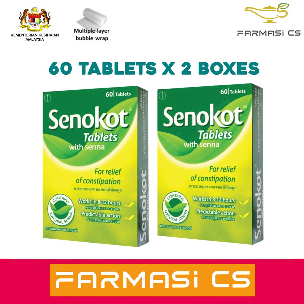 Senokot Tablets with Senna 60 tablets x 2 boxes (TWIN) EXP:07/2025 ...