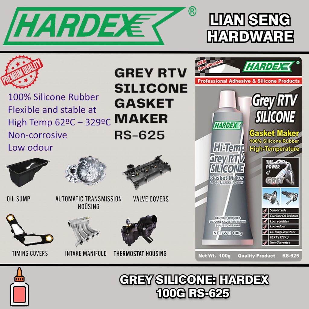 HARDEX GREY RTV SILICONE GASKET MAKER : RS-625 100G | Shopee Malaysia