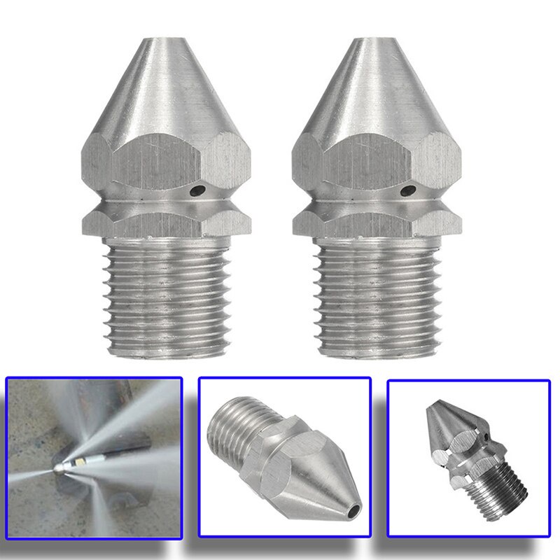 1/2pcs Steel Jet Pipe Cleaning Dredging Nozzle Drain Sewer Spray Nozzle ...