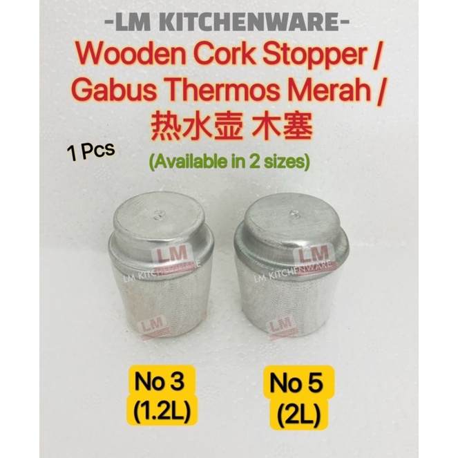 WOODEN CORK STOPPER FOR 1.2L/2L GABUS THERMOS MERAH / TERMOS MERAH ...