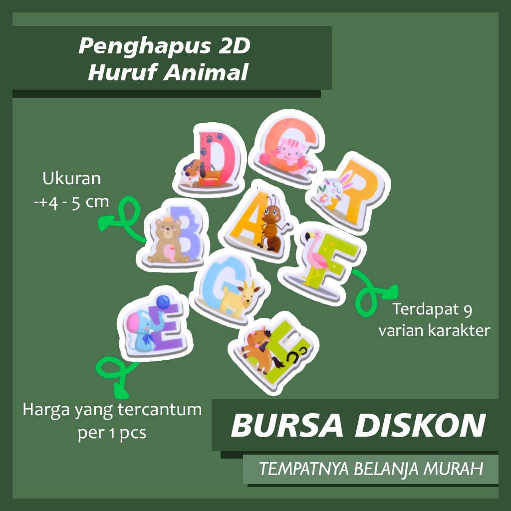 Animal Letter Eraser 2D Eraser Rubber Sticker Eraser Remove Animal ...