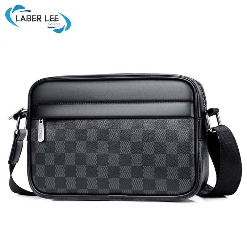 LABER LEE Men PU Leather Messenger Bag Single Shoulder Bag Business ...