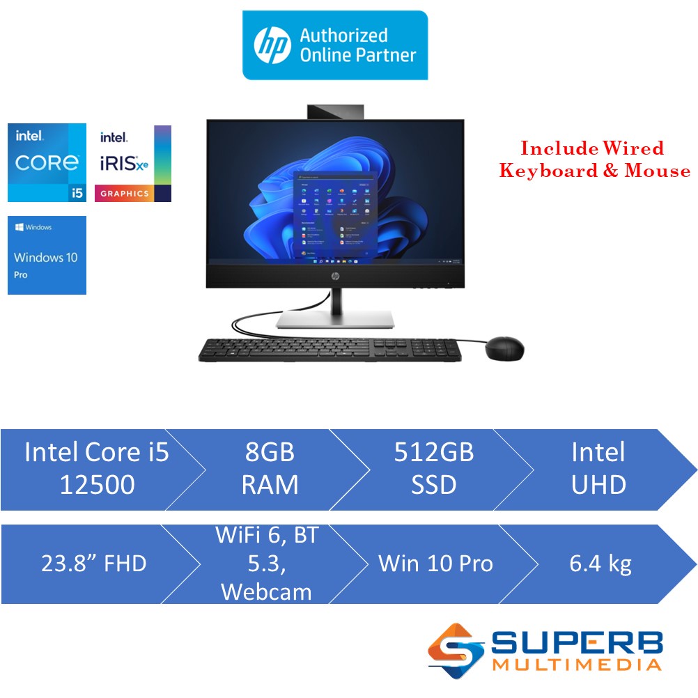 HP Pro 440 G9 AIO Desktop PC (Intel Core i5 12500, 8gb ram, 512gb ssd ...