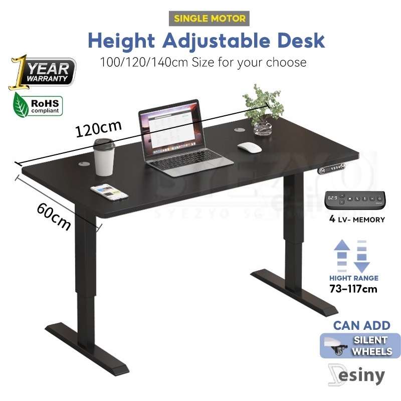 CJ Height Syezyo CJ Electric Adjustable 100cm Standing Desk Small Space ...