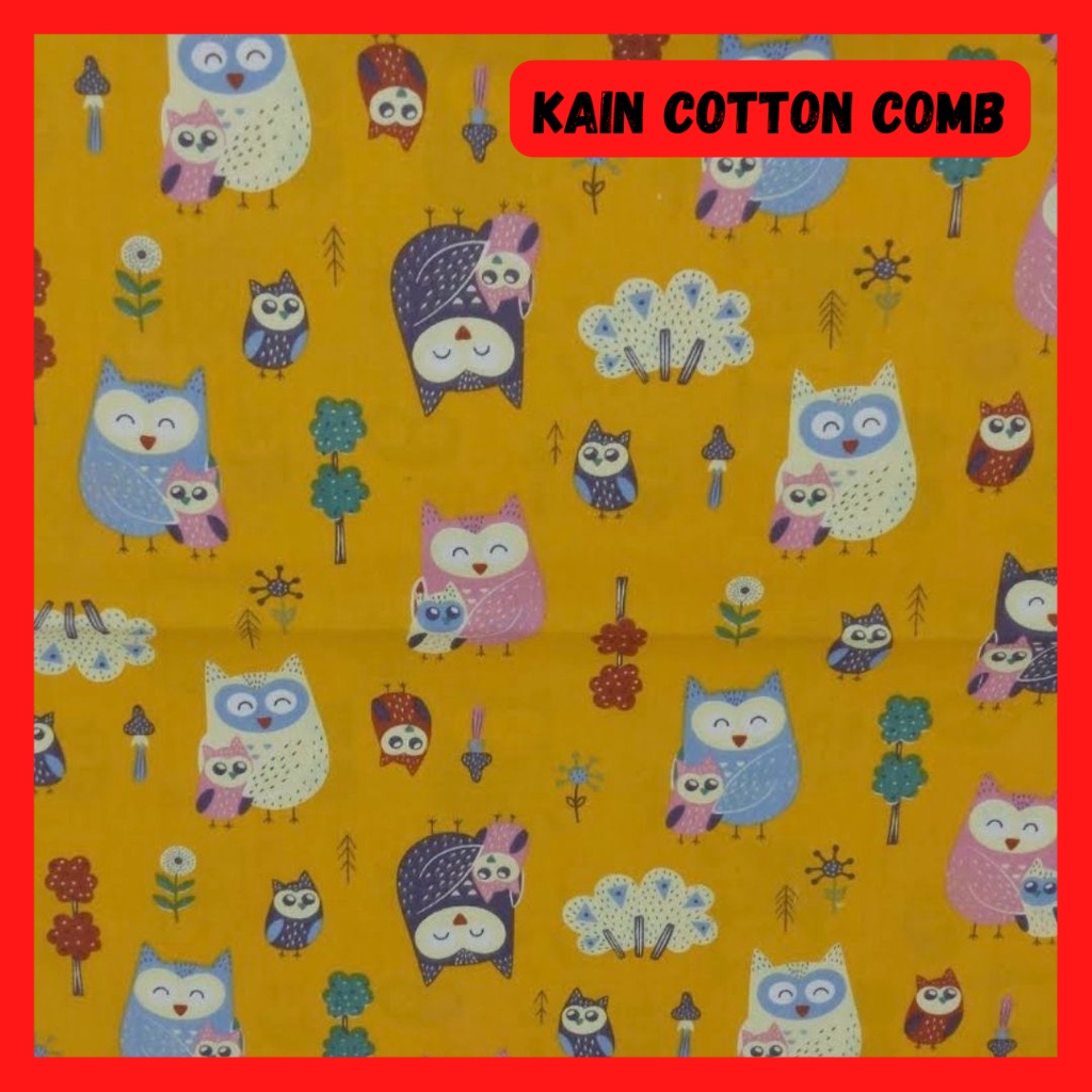Kain Cotton Owl Orange Bidang 60 1 Meter | Shopee Malaysia