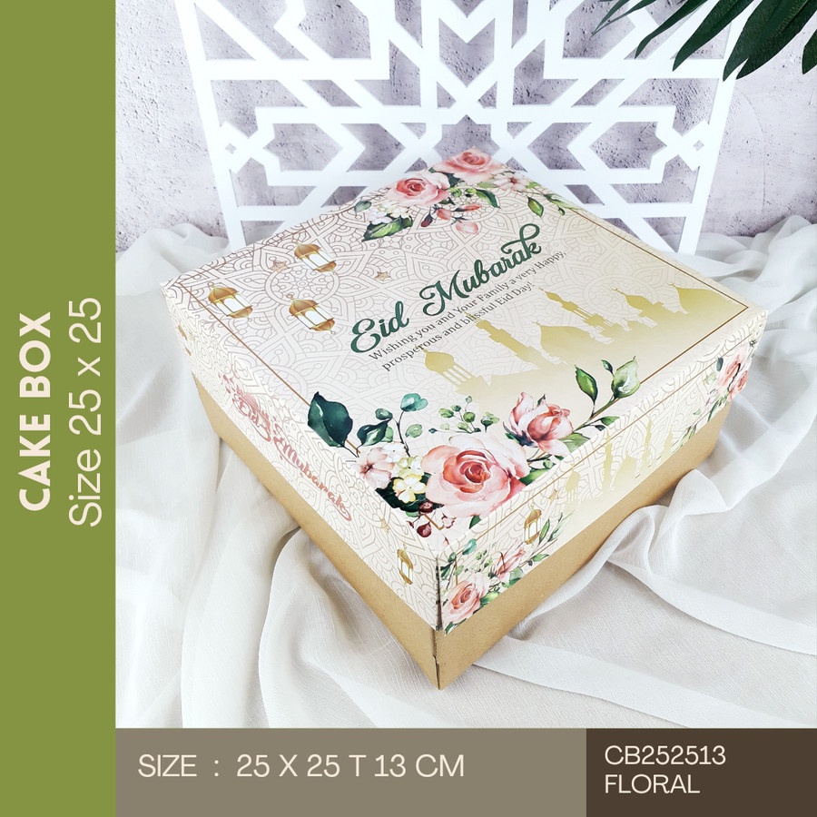 Eid Cake Box 25x25 Hampers Packaging Eid PINK FLORAL | Shopee Malaysia