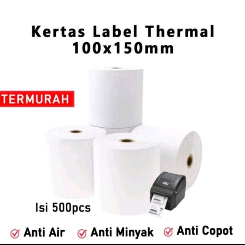 Thermal receipt barcode label sticker paper 100 × 150 mm 500 sheets ...