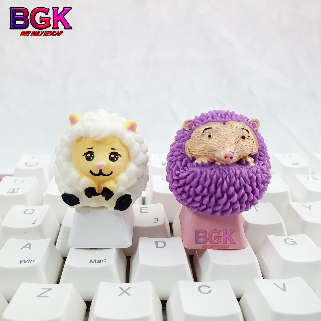 Super Cute Round Sheep and Hedgehog Artisan Keycap (Keyboard Button for ...