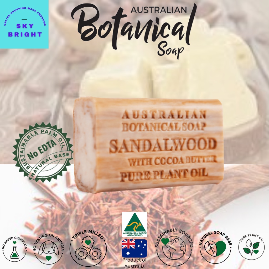 Australian Botanical Relax Bar Soap Sandalwood with Cocoa Butter 200g ...