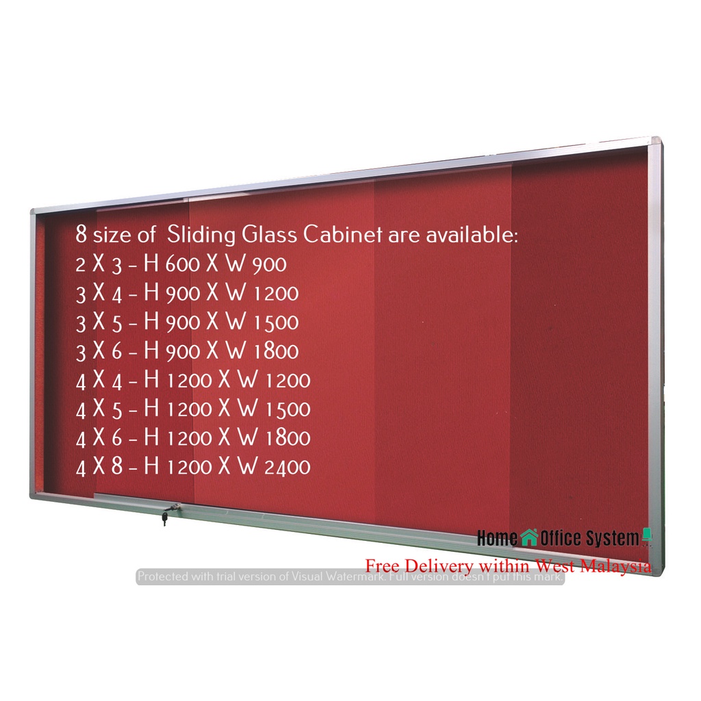 Velcro Notice Board Sliding Glass Cabinet With Aluminium Frame - Home ...