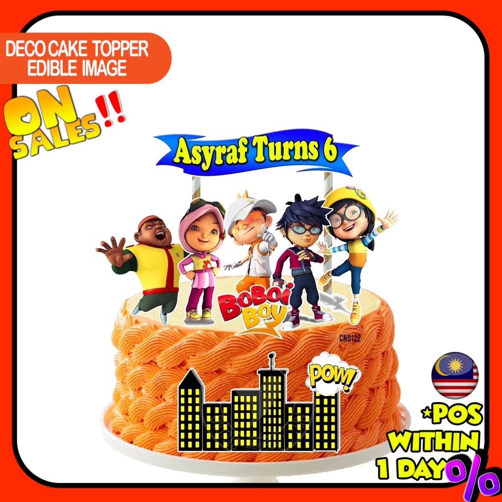 [CUSTOM NAME] Happy Birthday Cake Topper Boboiboy Decoration Set Party ...