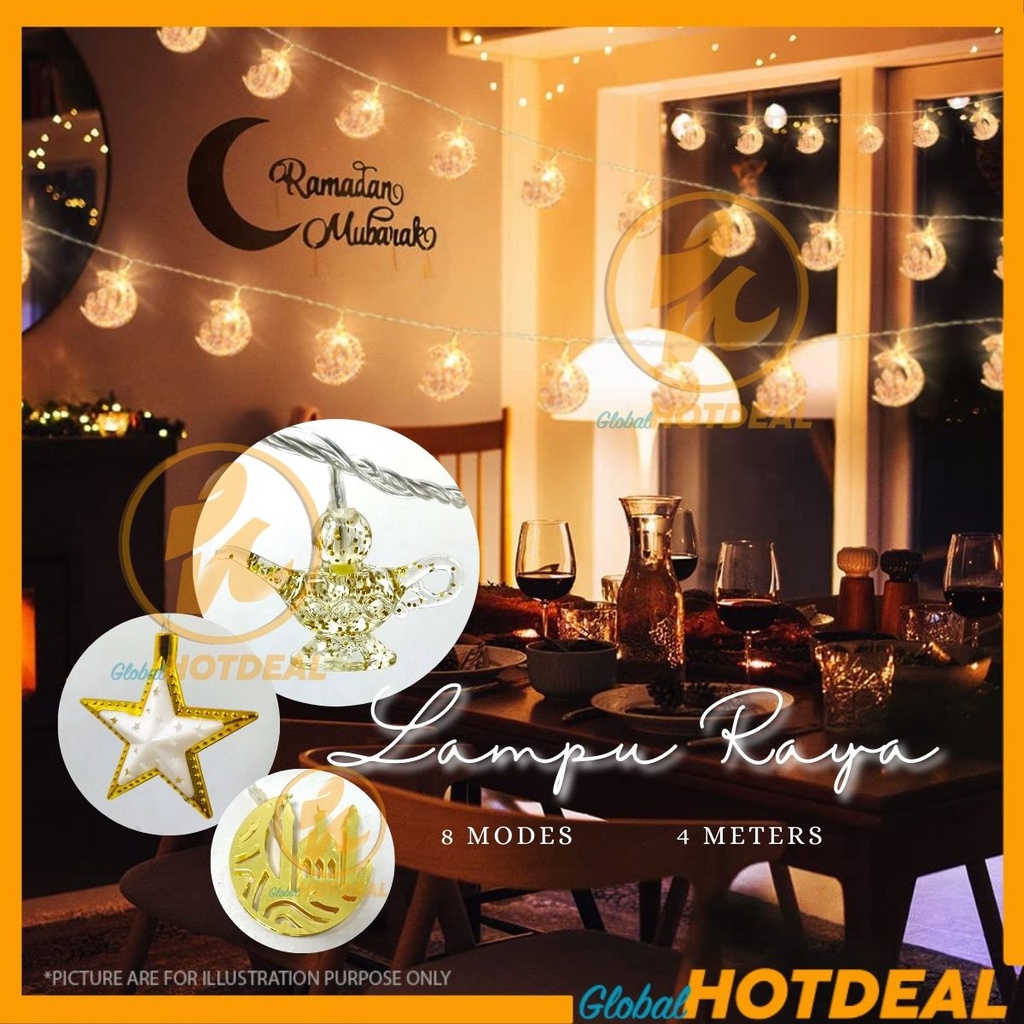4M Lampu Hari Raya Ramadan Decoration String Light LED Lampu Bulan ...