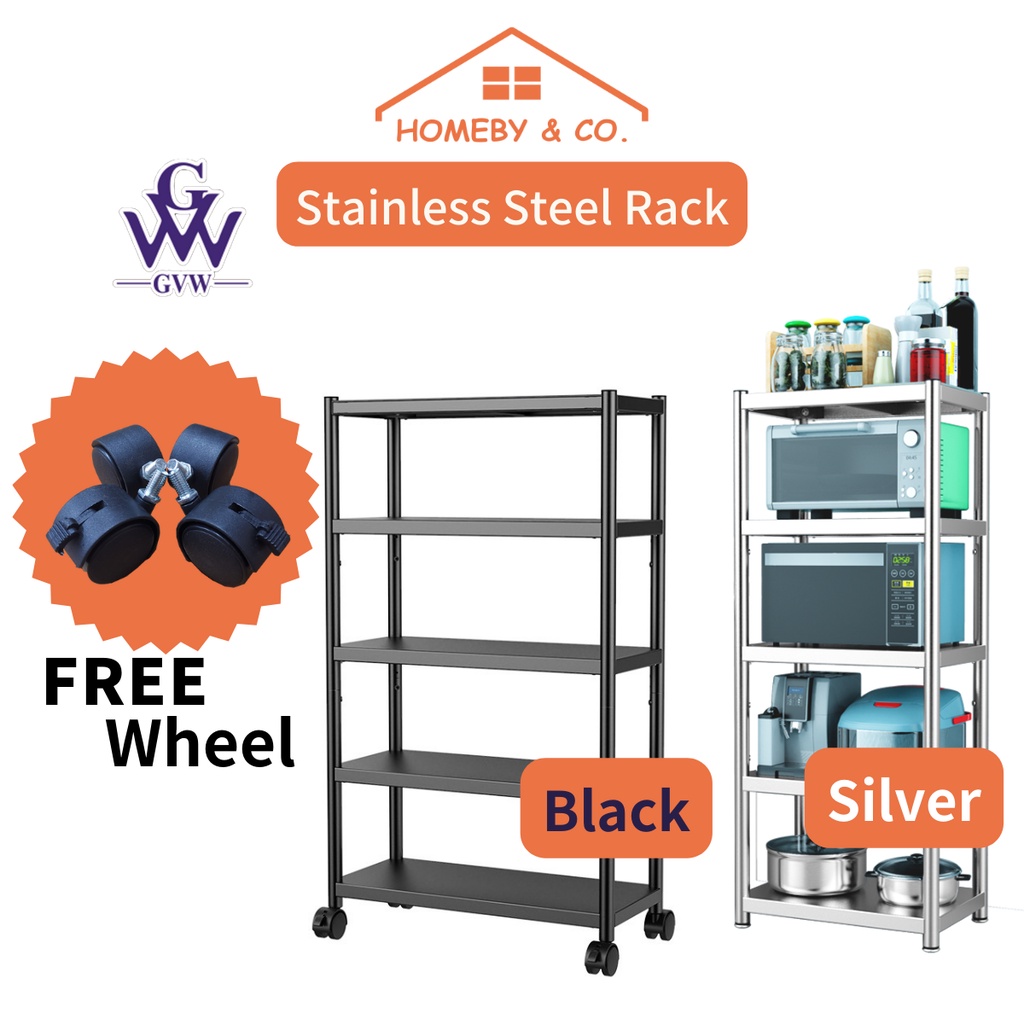 HOMEBY Stainless Steel Kitchen Storage Rack Shelf / Rak Dapur / Rak ...