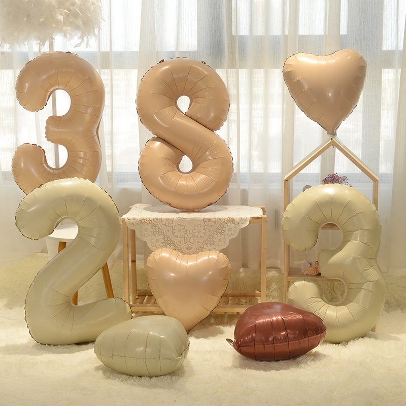 32 inch Milk White Caramel 0-9 Numbers Balloons Large Helium Foil ...
