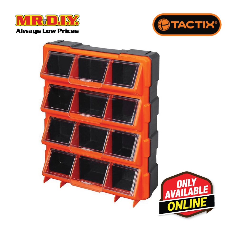 TACTIX 12-Compartment Storage Bin With Clear Cover | Shopee Malaysia