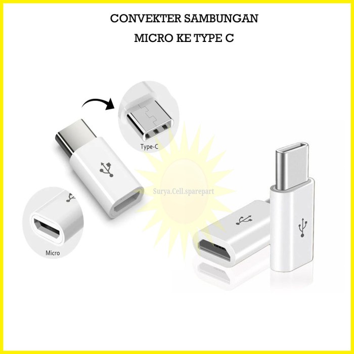 Micro to Type C Adapter Converter - Micro to Type C Connection | Shopee ...