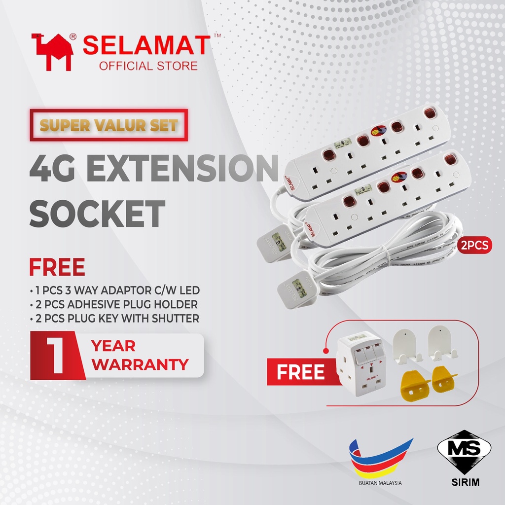 Selamat 4 Gang Extension Socket Value Set/ Trailing Socket Value Set ...