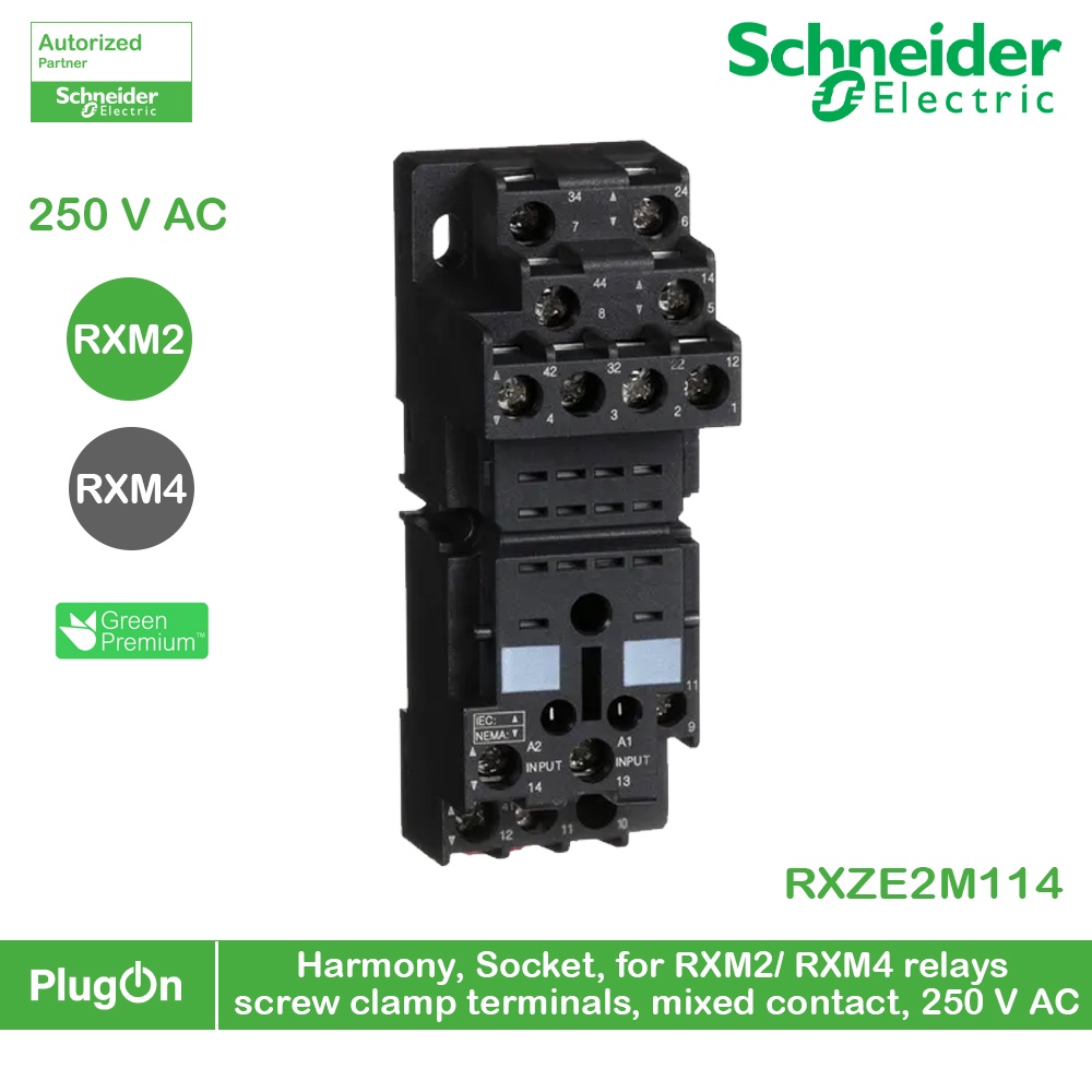 Schneider RXZE2M114 Plug Pin For Model 4 Contactor RXM Socket mixed contact relay type screw ...