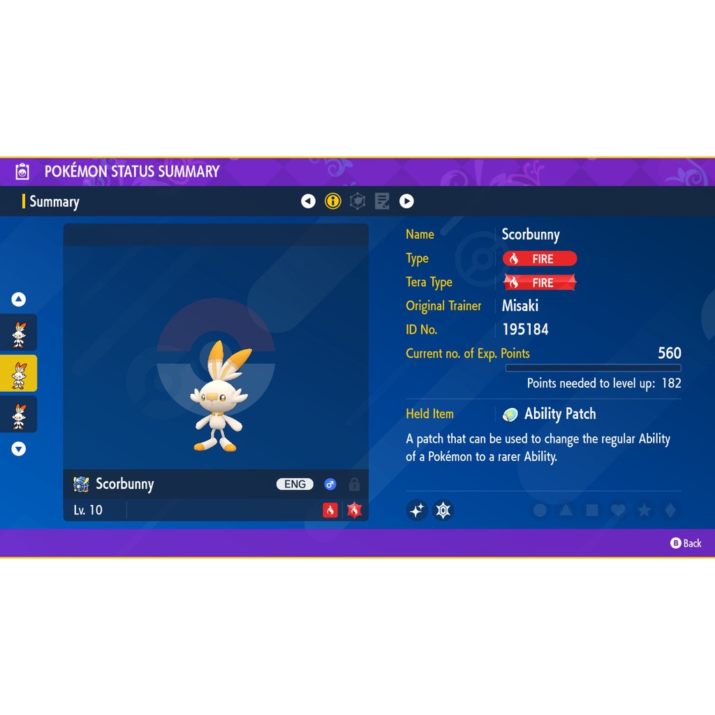 Pokemon Scarlet & Violet 6IVs Full Ev Trained Shiny Starter Scorbunny ...