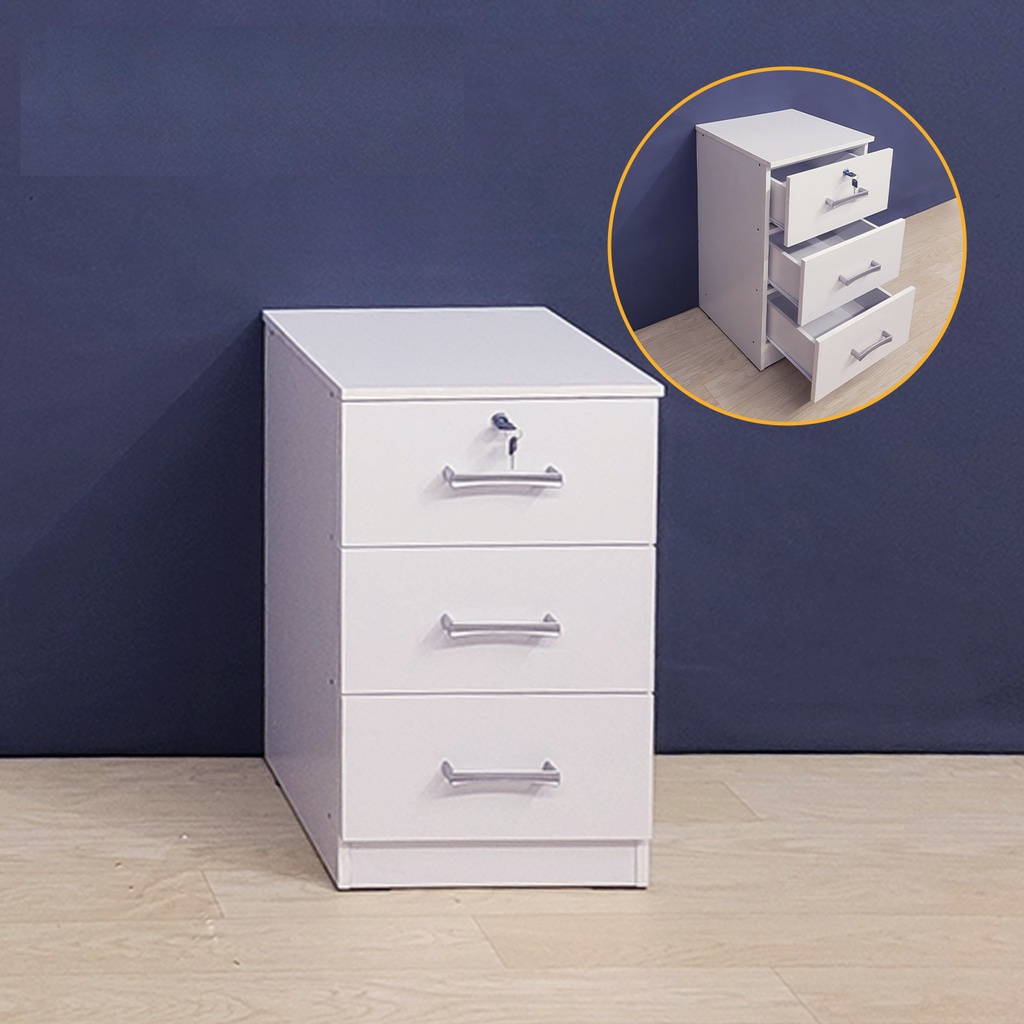 FILE Cupboard 3 Tier Storage Cabinet 3 Layer Side Table with Keylock ...