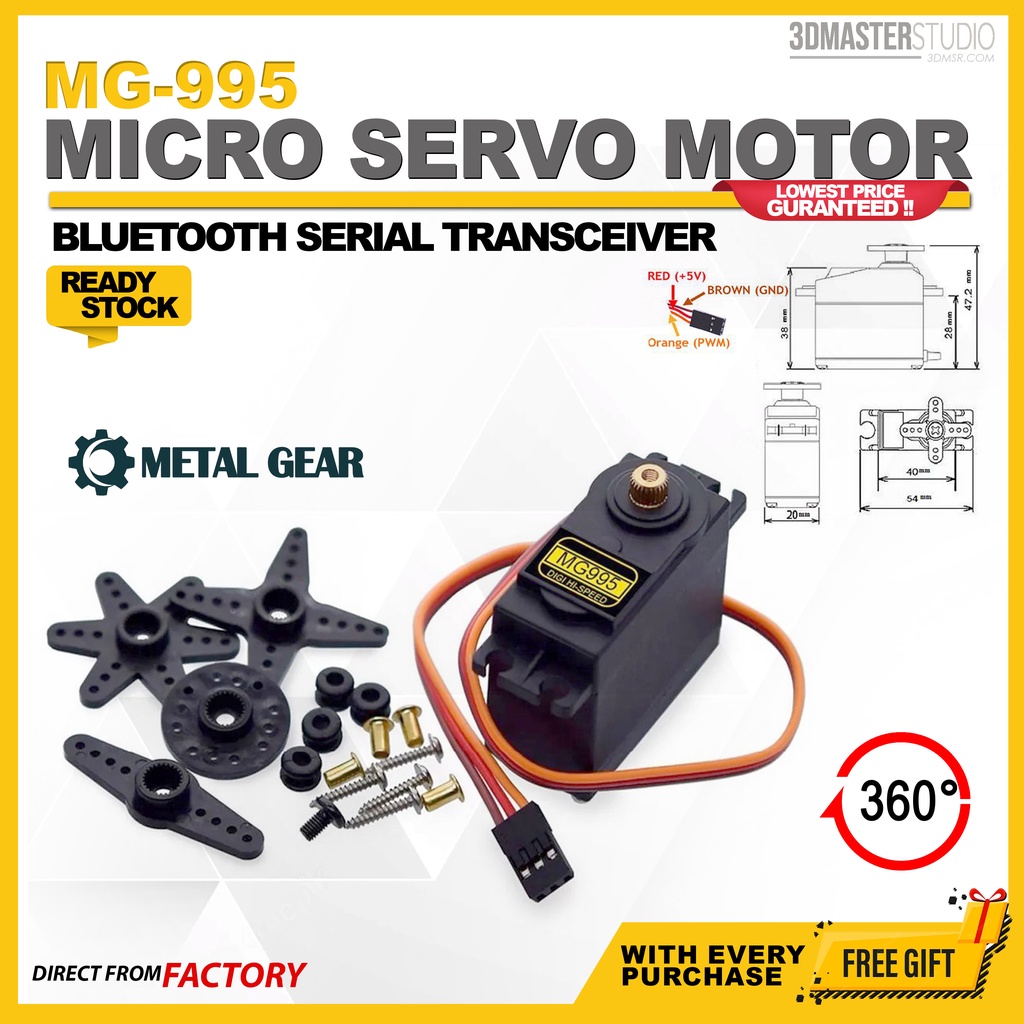 MG995 MG996r SG90 9g MG90s Metal / Plastic Gear 180 / 360 Deg Degree Micro Servo Motor Set for ...