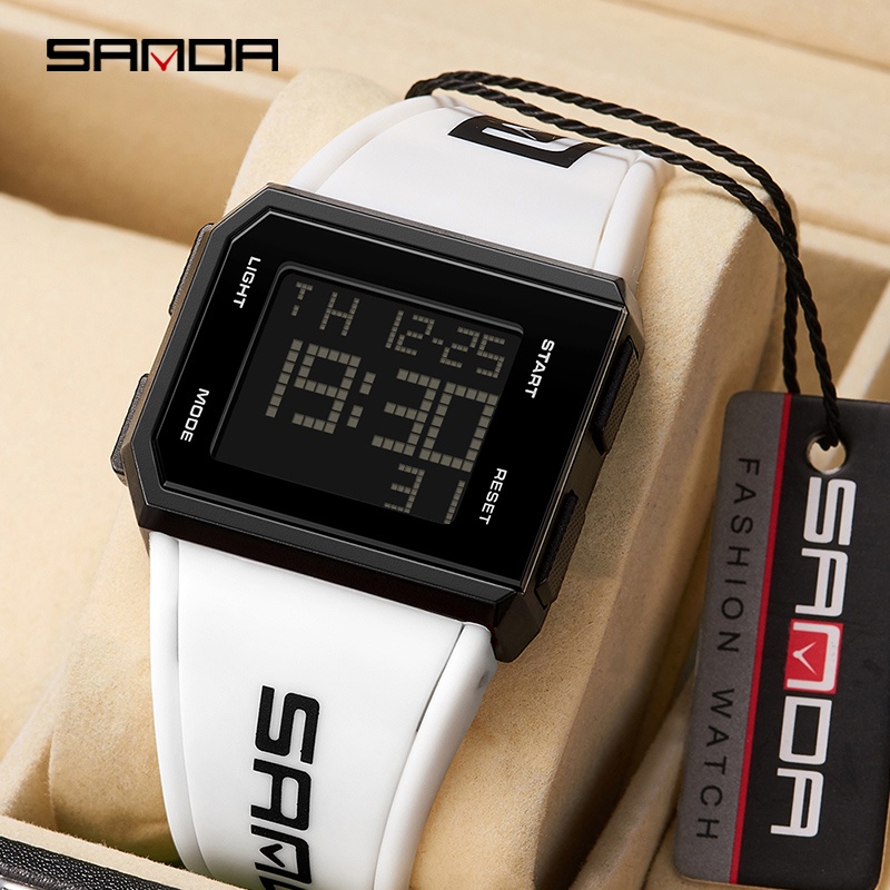 SANDA Multi-functional Sports Waterproof Square Men's Watch Luxury ...