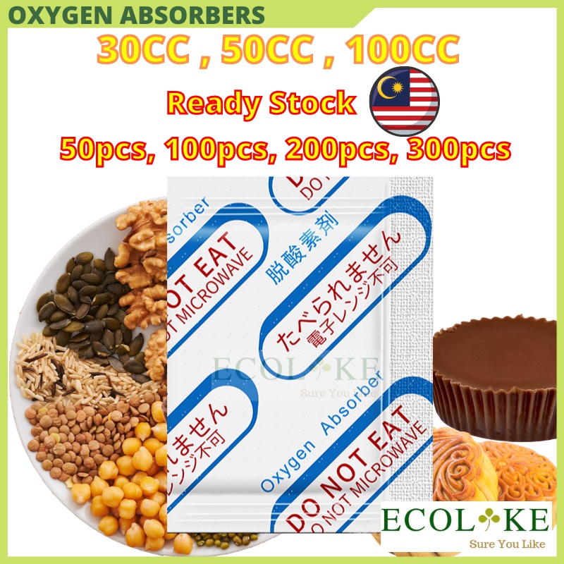 50 keping Penyerap Oksigen Makanan 30cc 50cc 100cc Oxygen Absorber for ...