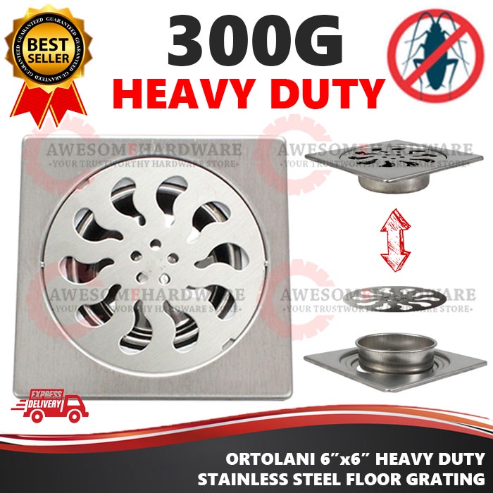 ORTOLANI 1.0MM 6" STAINLESS STEEL HEAVY DUTY FLOOR GRATING TRAP ANTI ...