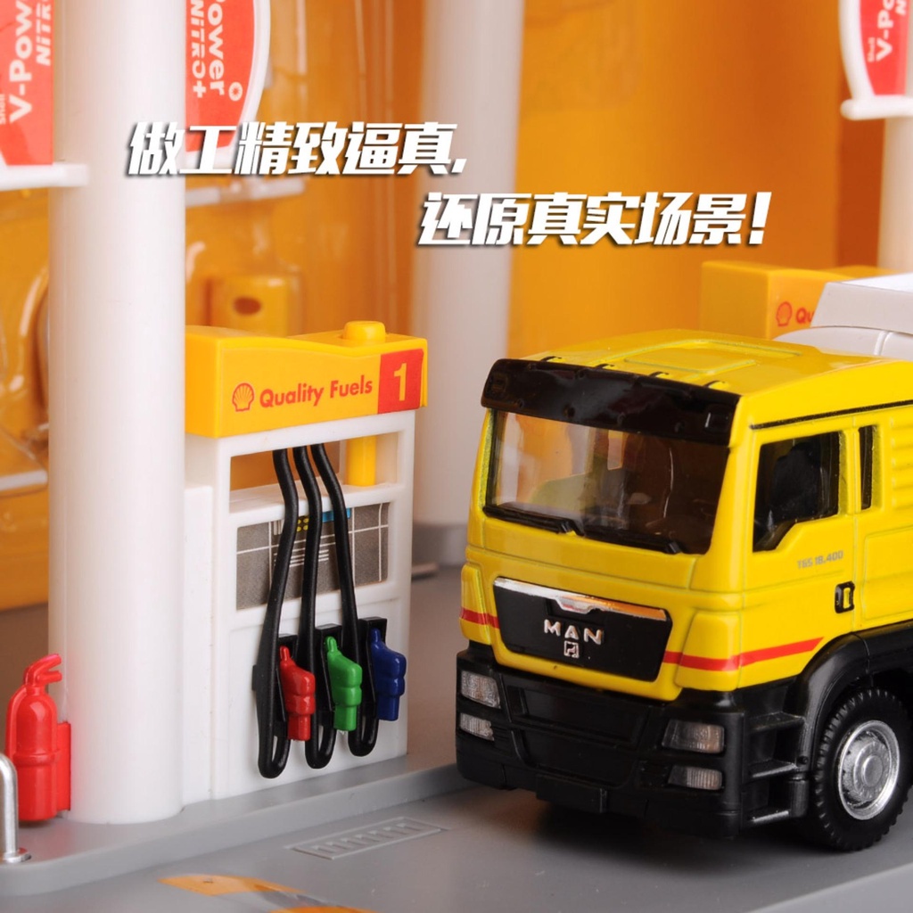 DIECAST MODEL TOYS Shell 1:64 Scale Shell PETROL Station LIGHT & SOUND ...