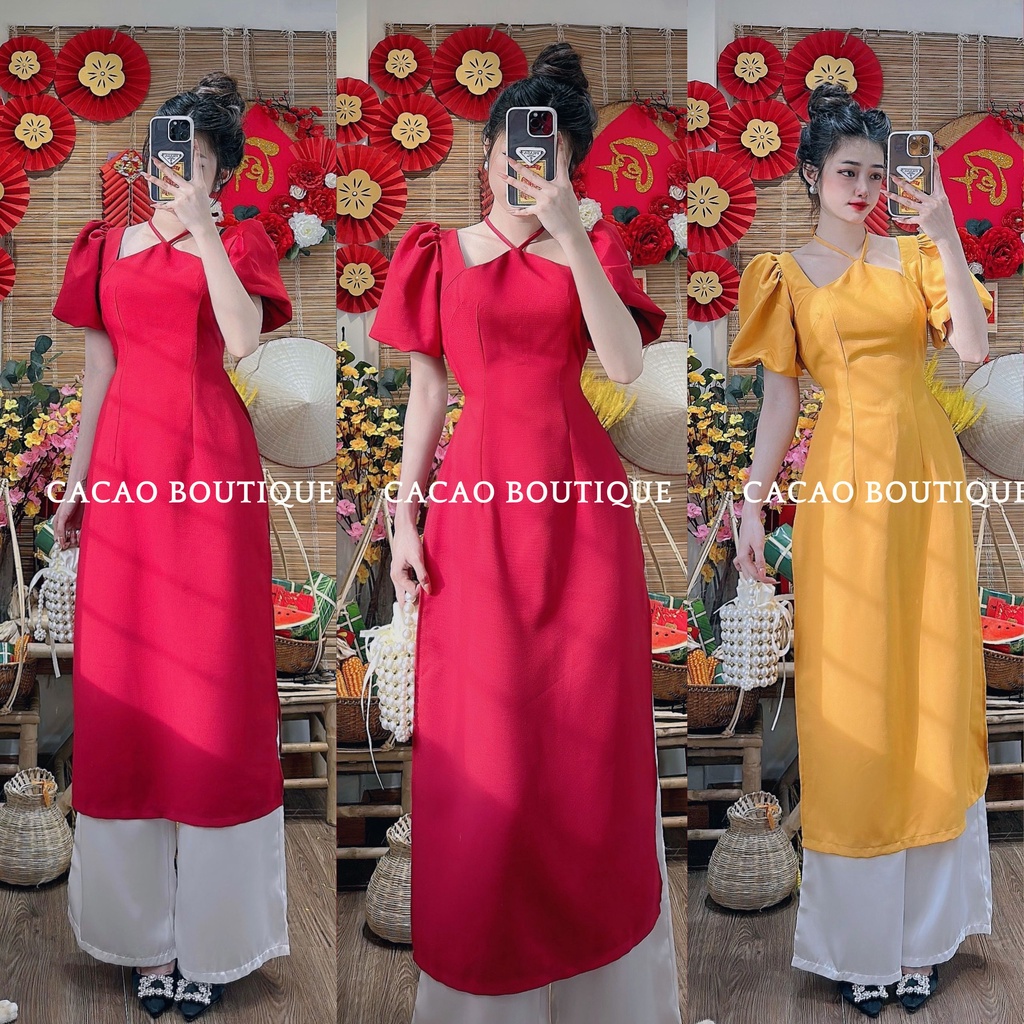 Tet Ao Dai Set Is Very Beautiful, Respectfully Handling To Lemon With ...