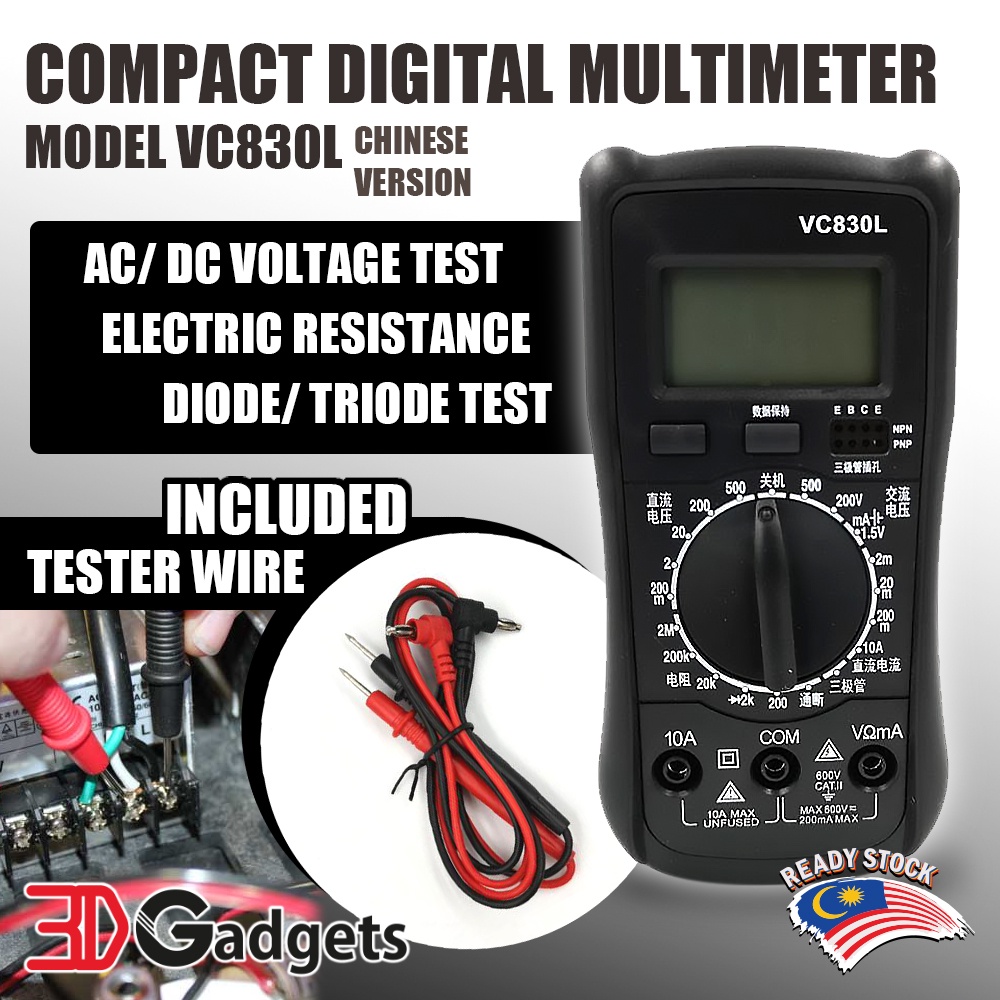 Compact Digital Multimeter VC830L for FDM 3D Printer Check Diagnose ...