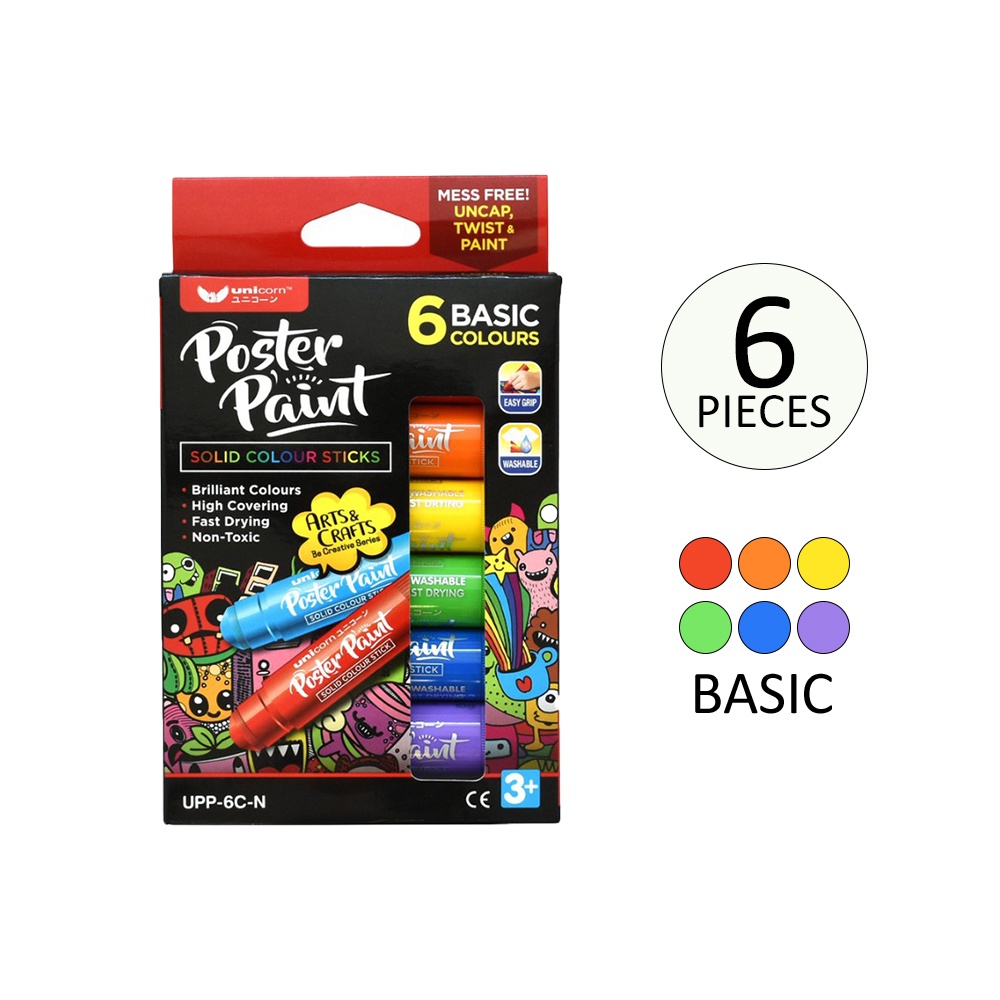 UNICORN | COLOUR STICK | POSTER PAINT (6's) (COLOR: BASIC, SOFT, DARK ...