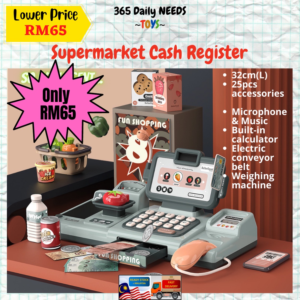 INTELLIGENT SUPERMARKET CASHIER Cash Register with 25pcs Accessories ...