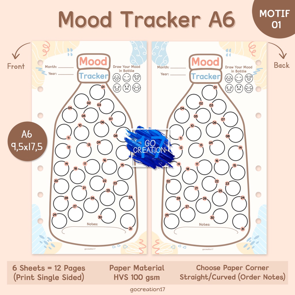 Book Planner Refill Paper Binder Mood Tracker Mood Tracker Premium ...
