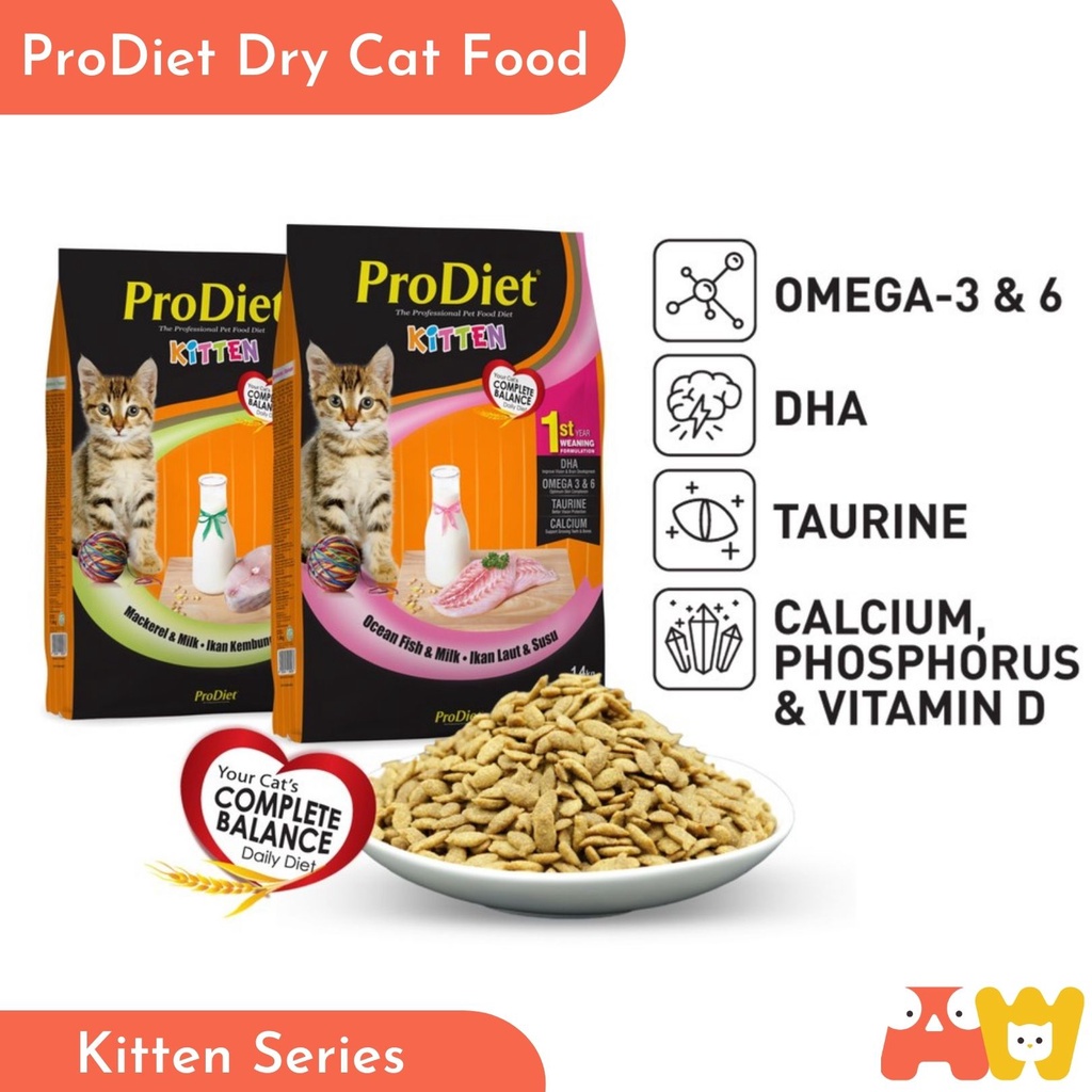 ProDiet Dry Kitten Cat Food - Milky Ocean Fish/Milky Mackerel (1.4kg ...