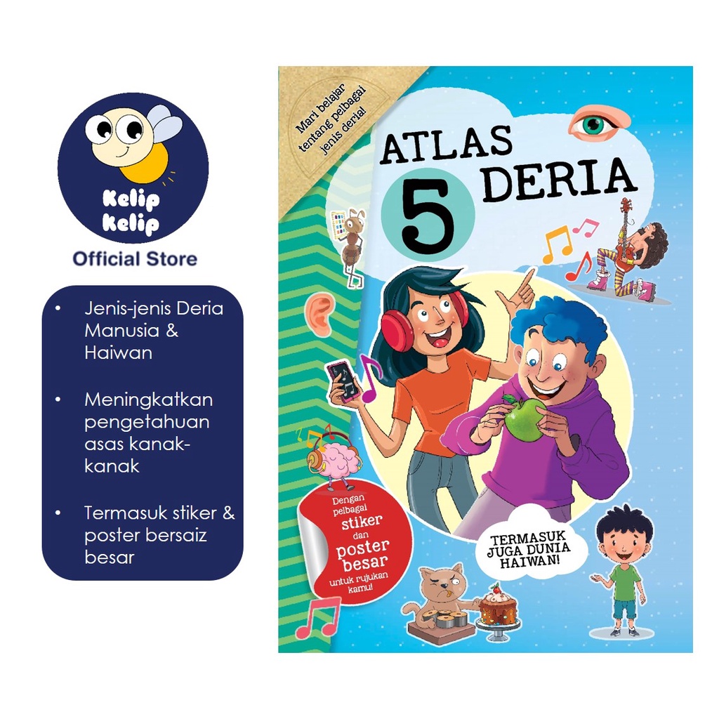 Buku Atlas 5 Deria untuk Kanak Kanak Akitiviti & Stiker Fakta Menarik ...