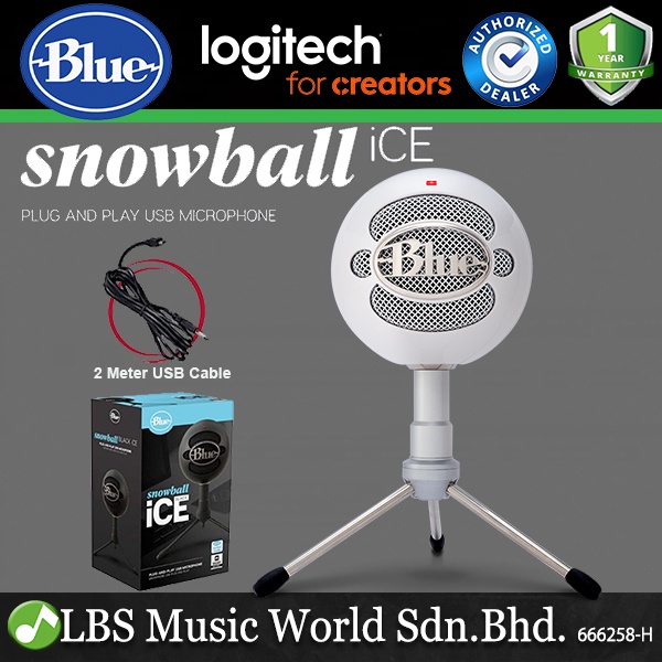 Blue Microphones Snowball Ice Plug and Play USB Cardioid Condenser Mic ...