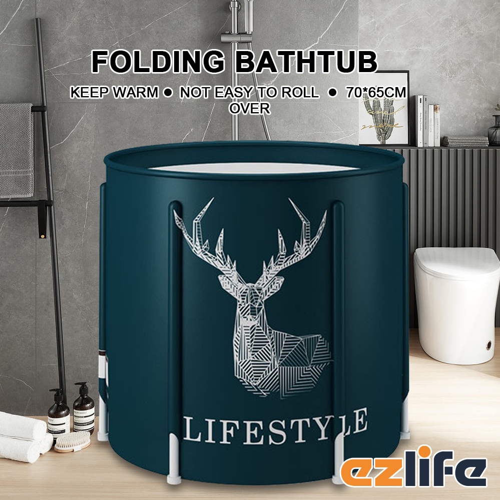 70CM Folding Bath Bucket & Cushion Bathtub Bath Tub Household ...