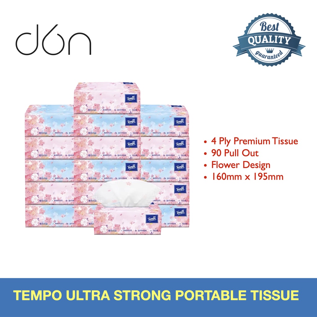 Tempo Sakura Ultra Strong Portable / Home Tissue - 1 Pack 90 Pull Out ...
