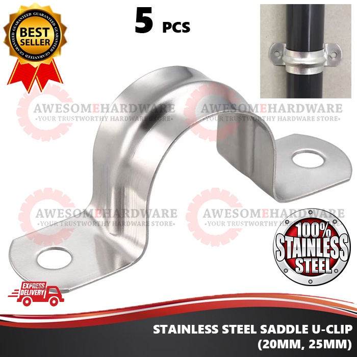 STAINLESS STEEL (5PCS) 20MM OR 25MM OR 32MM STAINLESS STEEL SADDLE PIPE ...