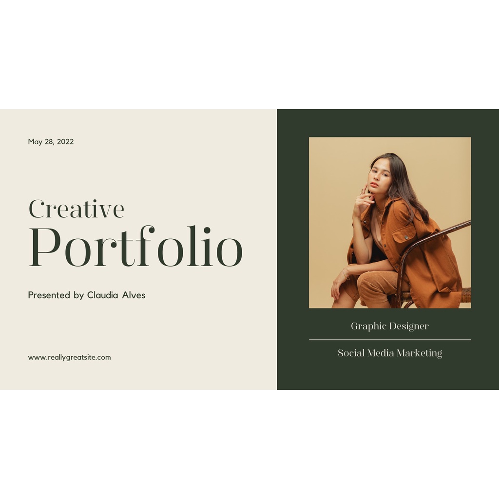 Presentation Slide Template Cream and Green Minimal Creative Portfolio ...