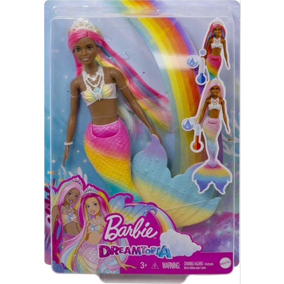 Barbie Dreamtopia Rainbow Magic Mermaid Doll with Rainbow Hair and ...