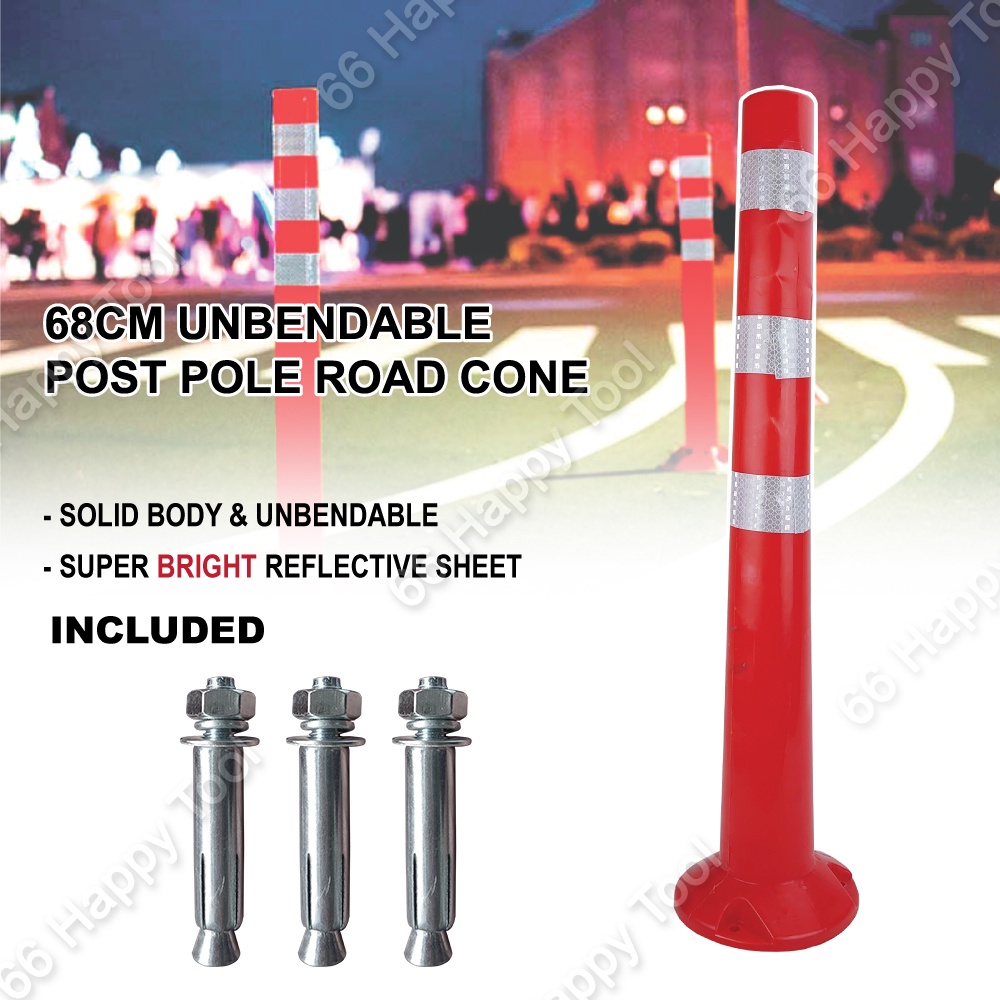 Unbendable 25Inch Safety Post Pole Cone 68CM Traffic Warning White ...