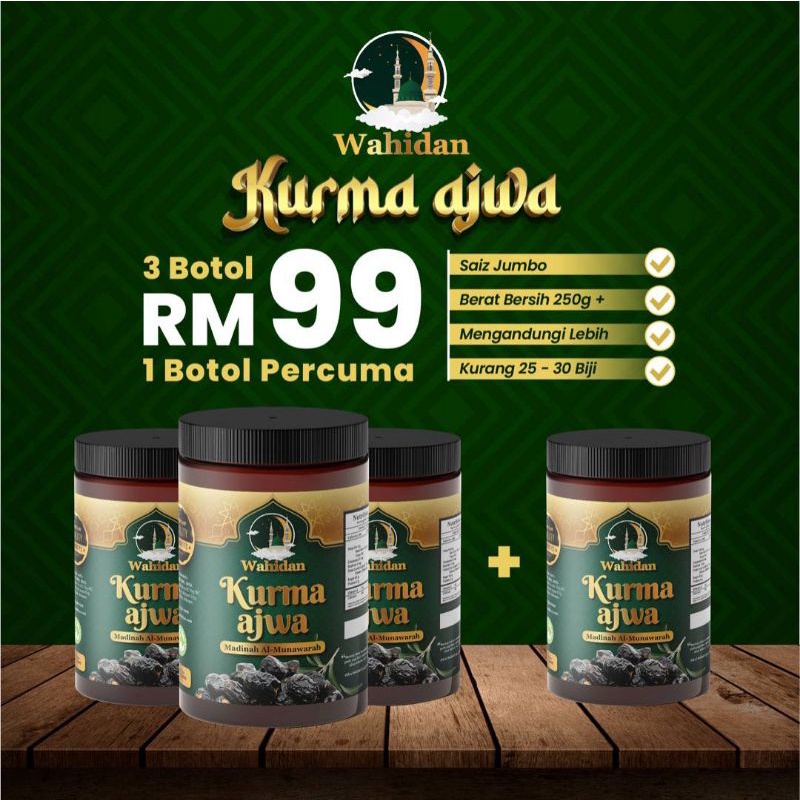 KURMA AJWA WAHIDAN-Free 1 botol | Shopee Malaysia