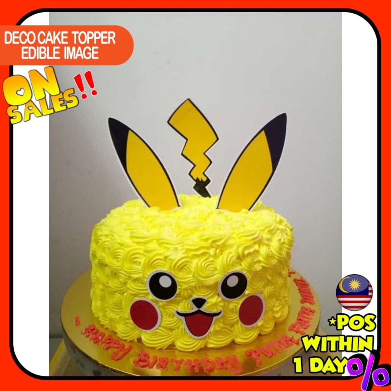 Ready Stock Happy Birthday Cake Topper Pokemon Pikachu Decoration Kek ...