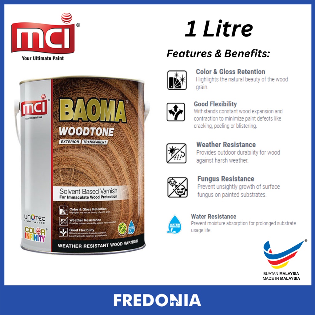 1L MCI Baoma Woodtone Varnish Weather Resistant - Syelek Kayu Kilat ...